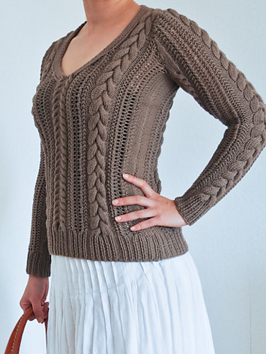 Ravelry: 42 Brown Cable Sweater pattern by Rebecca Design Team