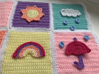 Ravelry: Sun showers weather appliqués pattern by Rose Hudd