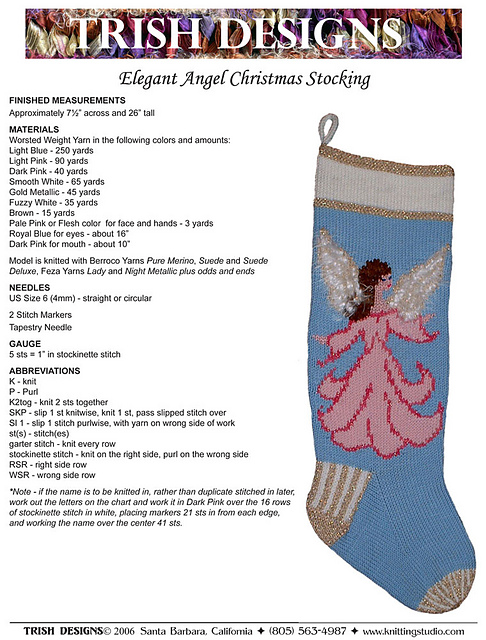 Ravelry: Elegant Angel Christmas Stocking pattern by Trisha Tatsch