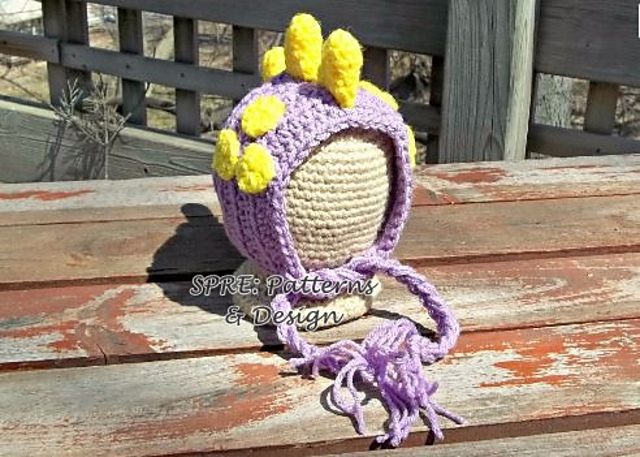 Ravelry: Dianna the Dinosaur Bonnet pattern by Sarah Boham