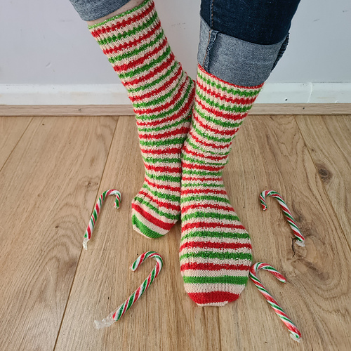 Ravelry: Festive Candy Cane Socks pattern by Sally-Jane Cameron