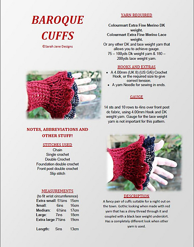 Ravelry: Baroque Cuffs pattern by Sarah jane Jackson
