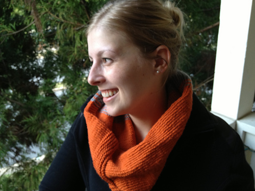Ravelry: Orange and Grey Cowl pattern by Sarah Shinkle