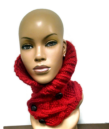 Ravelry: High Collared Hand Knit Cabled Neck Warmer/Scarf with buttons ...
