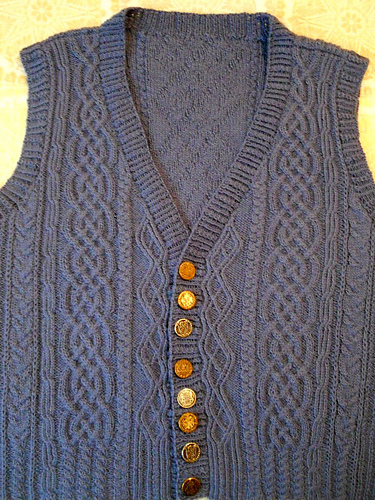 Ravelry: Refined Aran Vest pattern by Charlotte Morris