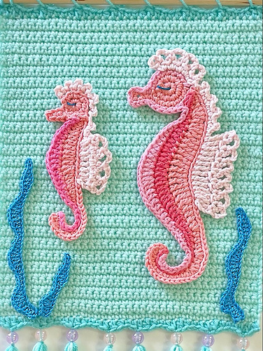 Ravelry: Seahorse Fantasy Appliques Wall Hanging pattern by Linda Maria