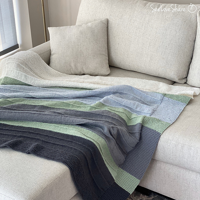 Ravelry: Simple Color Block Knit Throw pattern by See Love Share