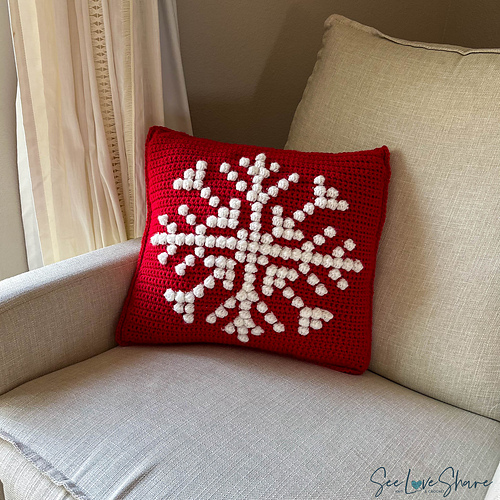 Ravelry: Snowflake Bobble Stitch Pillow pattern by See Love Share
