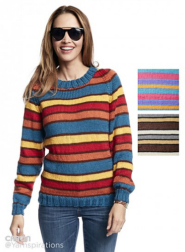 Ravelry: Adult Crew Neck Striped Pullover pattern by Yarnspirations ...