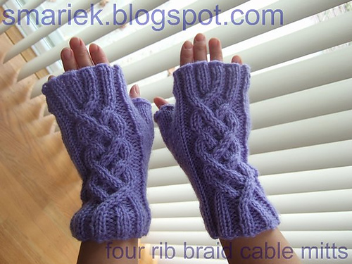 Ravelry: Four Rib Braid Cable Mitts pattern by SmarieK
