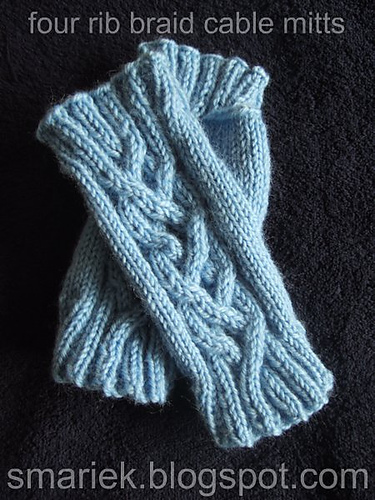 Ravelry: Four Rib Braid Cable Mitts pattern by SmarieK