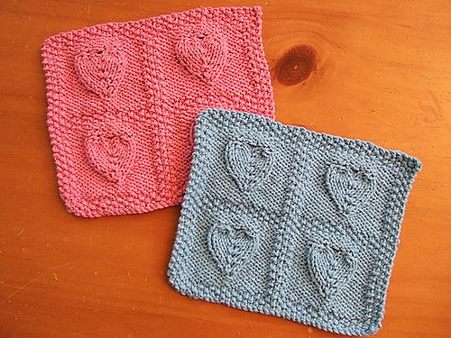Ravelry: 4 Embossed Hearts Cloth pattern by SmarieK