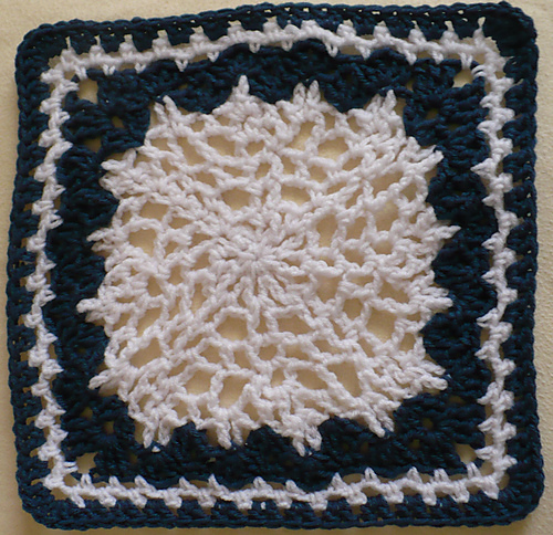 Ravelry: Easy Snowflake Square 12x12 pattern by Donna Mason-Svara