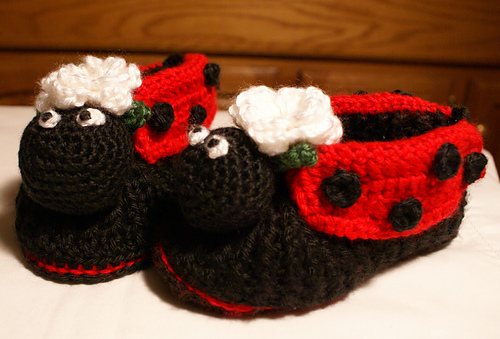 Ravelry: Crocheted "Lady Bug" Slippers pattern by Soignée In Crochet