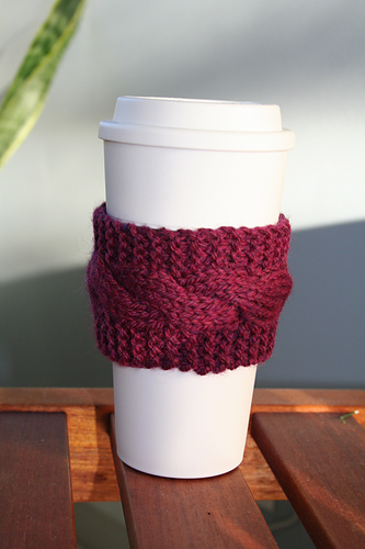 Ravelry: Simple Cabled Coffee Cozy pattern by Stacy Musch