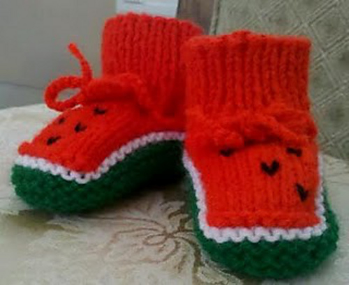 Ravelry: Watermelon Baby Booties pattern by Leslie Marken