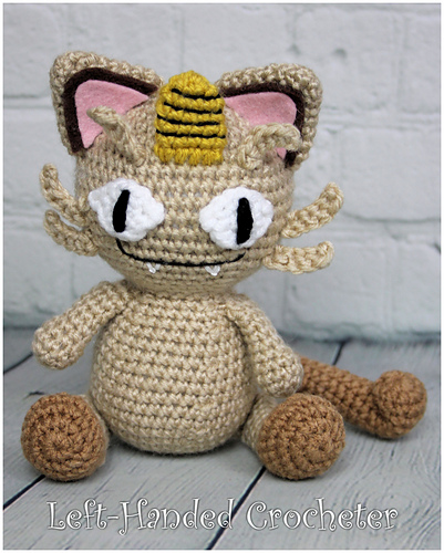 Ravelry: 052 Meowth pattern by The Left-Handed Crocheter
