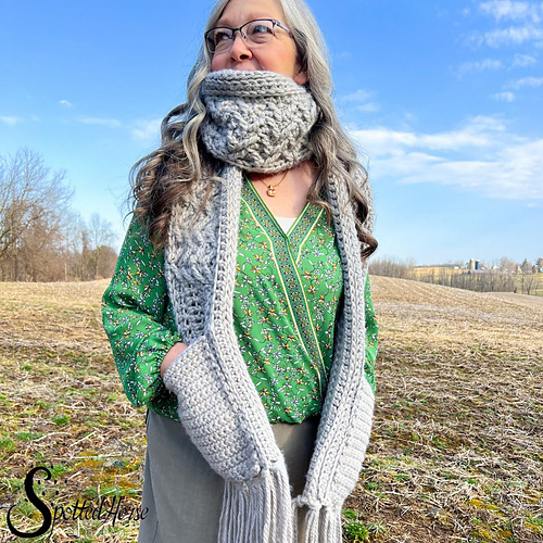 Ravelry: Arrow Pocket Scarf pattern by Christine Blue