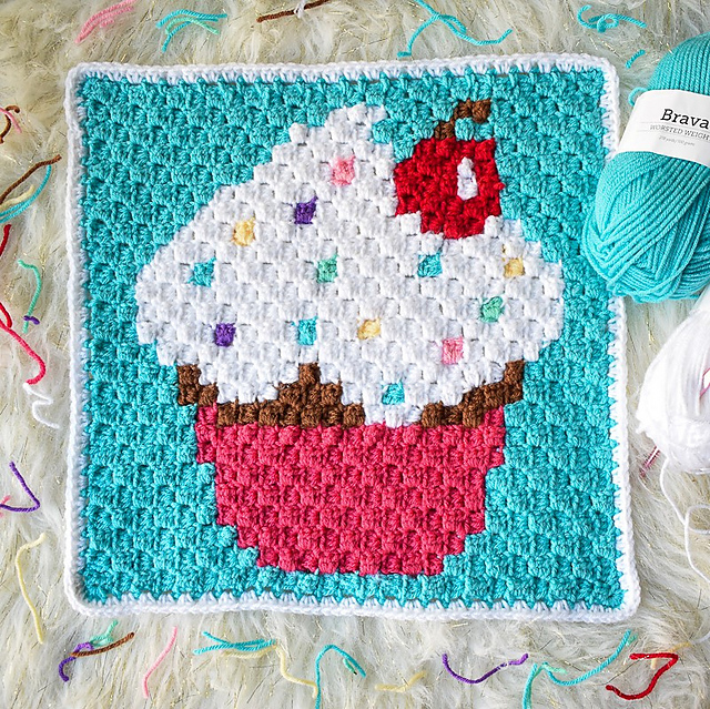 Ravelry: Sprinkled Cupcake C2C Square pattern by Tasha Margette