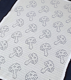 Ravelry: Mushrooms Repeat Filet Blanket pattern by Carla Gasson