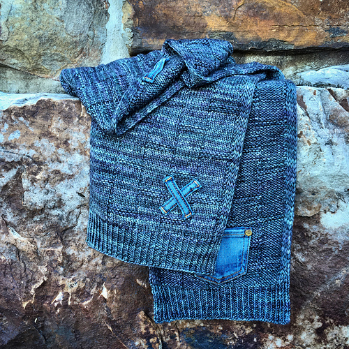 Ravelry: Sasha Knit+Denim Scarf pattern by Alexandra Davidoff
