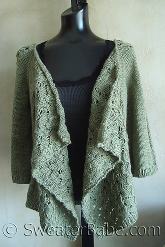 Ravelry: #102 Drape-Front Top-Down Lacy Cardigan pattern by SweaterBabe