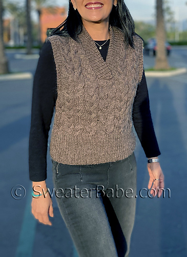 Ravelry: #339 Evie Cabled Vest pattern by SweaterBabe