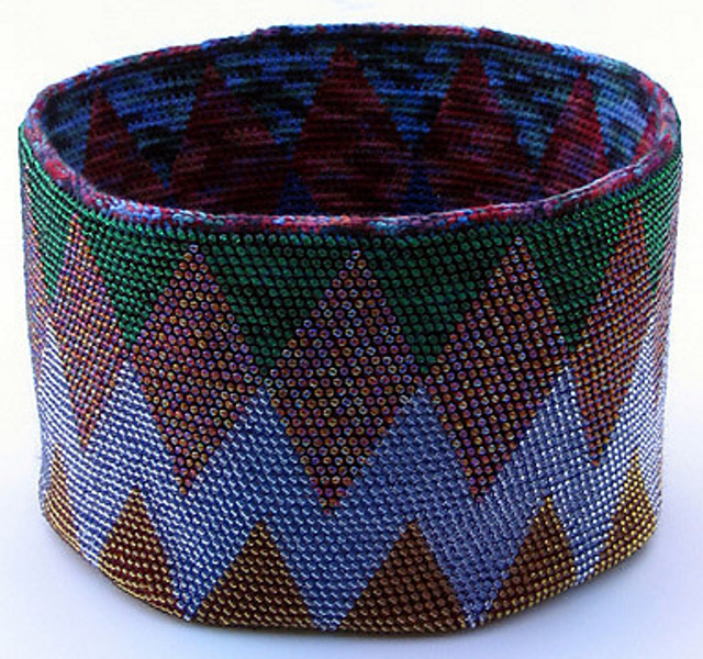 Ravelry: Reversible Beaded Hat/Basket pattern by Carol Ventura