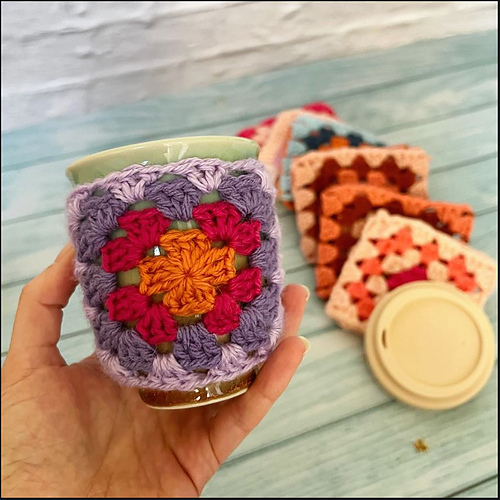 Ravelry: Granny Stash Buster Cup Cosy pattern by The Crochet Fix