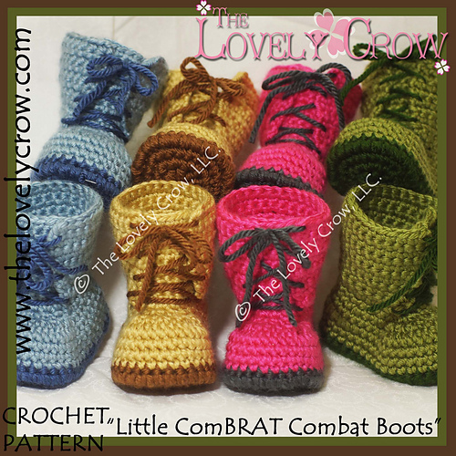 Ravelry: Little ComBrat Combat Boots pattern by Elizabeth Alan