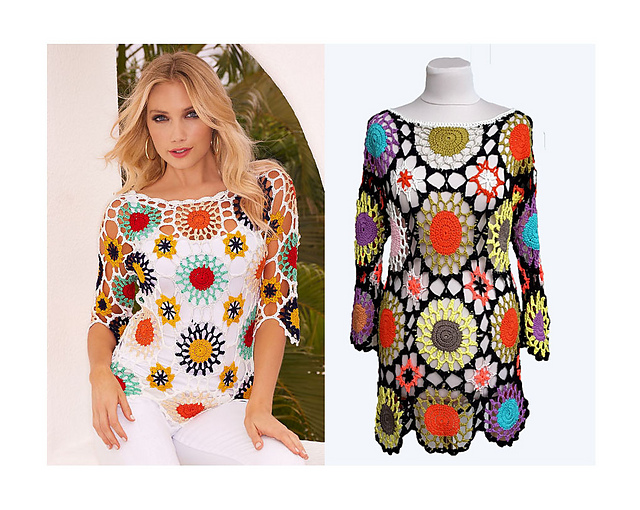 Ravelry: Colorful boho hippie pullover. pattern by ThePoshCrochet