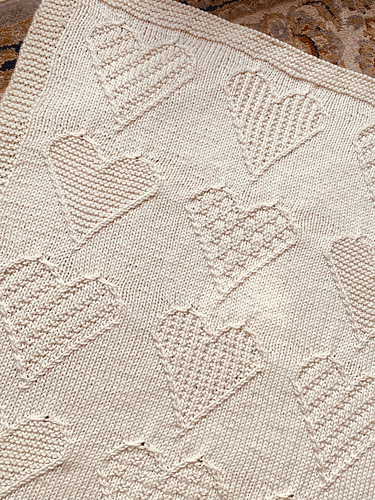 Ravelry: Textured heart blanket pattern by Knit Sew Make