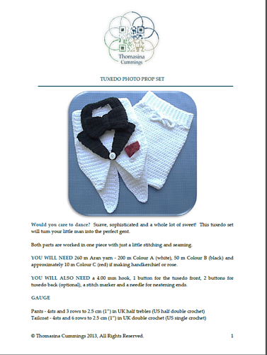 Ravelry: Tuxedo Tails Suit Trousers and Jacket Photo Prop pattern by ...