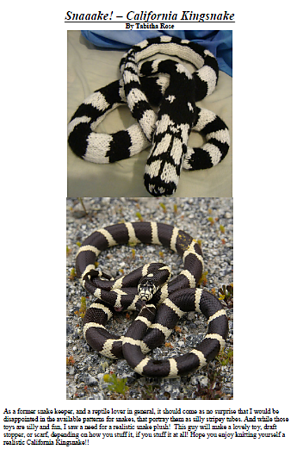Ravelry: Snaaake! - California Kingsnake pattern by Tabitha Rose