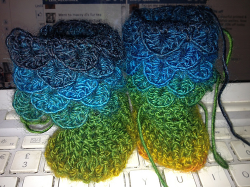 Ravelry: Dragon Slippers Crocodile Stitch Booties pattern by Bonita ...