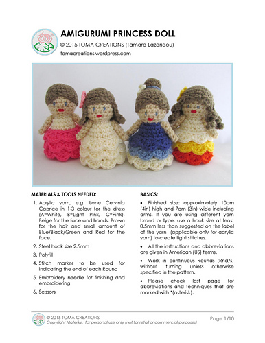 Ravelry: Amigurumi Princess Doll pattern by Tamara Lazaridou