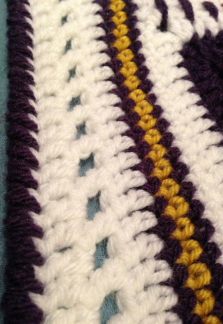 Ravelry: ValarieRog's Babyghan - LSU baby blanket