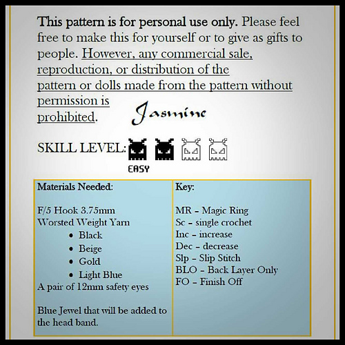 Ravelry: Princess Jasmine pattern by Jessica Paz