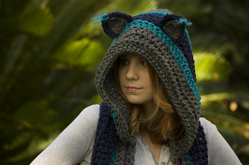 Ravelry: Hooded Scarf with Cat Ears, Cat Scoodie pattern by Melissa Grice