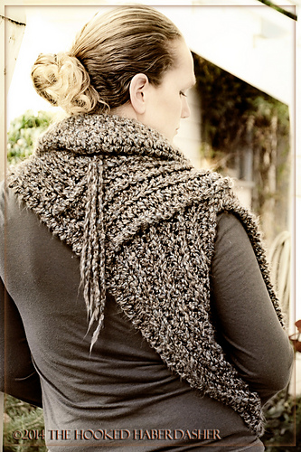 Ravelry: Huntress Cowl Cross-Body Vest pattern by Wendy Bickford