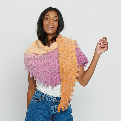 Ravelry: Bobble Bias Shawl pattern by Yarnspirations Design Studio