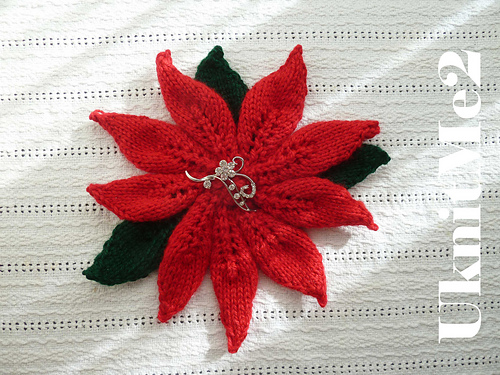 Ravelry: Poinsettia Flower knit brooch pattern by U Knit Me 2