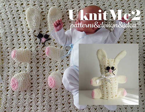Ravelry: Bunny baby blanket toy & security blanket pattern by U Knit Me 2