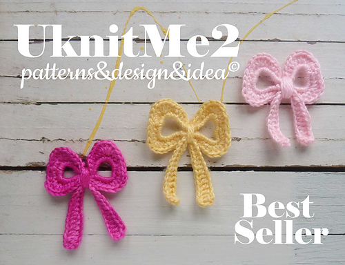 Ravelry: Bow Applique crochet embellishment pattern by U Knit Me 2
