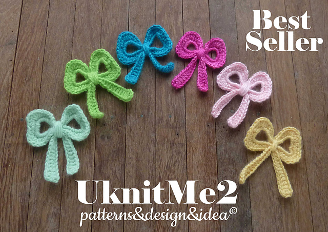 Ravelry: Bow Applique crochet embellishment pattern by U Knit Me 2