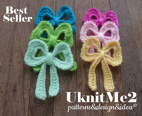 Ravelry: Bow Applique crochet embellishment pattern by U Knit Me 2