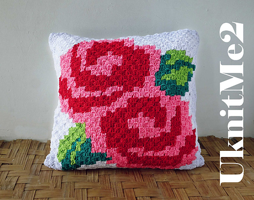 Ravelry: c2c Rose Rosebud Pillow pattern by U Knit Me 2