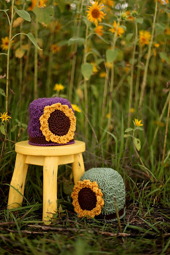 Ravelry: Sunflower & Poinsettia Beanie pattern by Amanda Barile