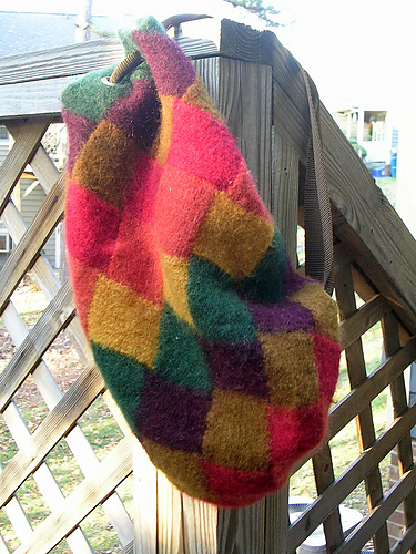 Ravelry: Felted Knapsack / Backpack in Entrelac pattern by Gwen Bortner