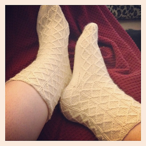 Ravelry: Diamond Tracings Socks pattern by Kathleen Taylor